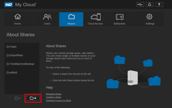 如何在 WD My Cloud、Mirror、EX2 或 EX4 Personal Cloud 驱动器上创建公共或私有共享内容