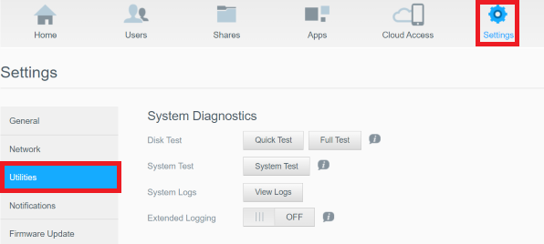 Steps to Perform My Cloud OS 5 Quick, Full, or System Test