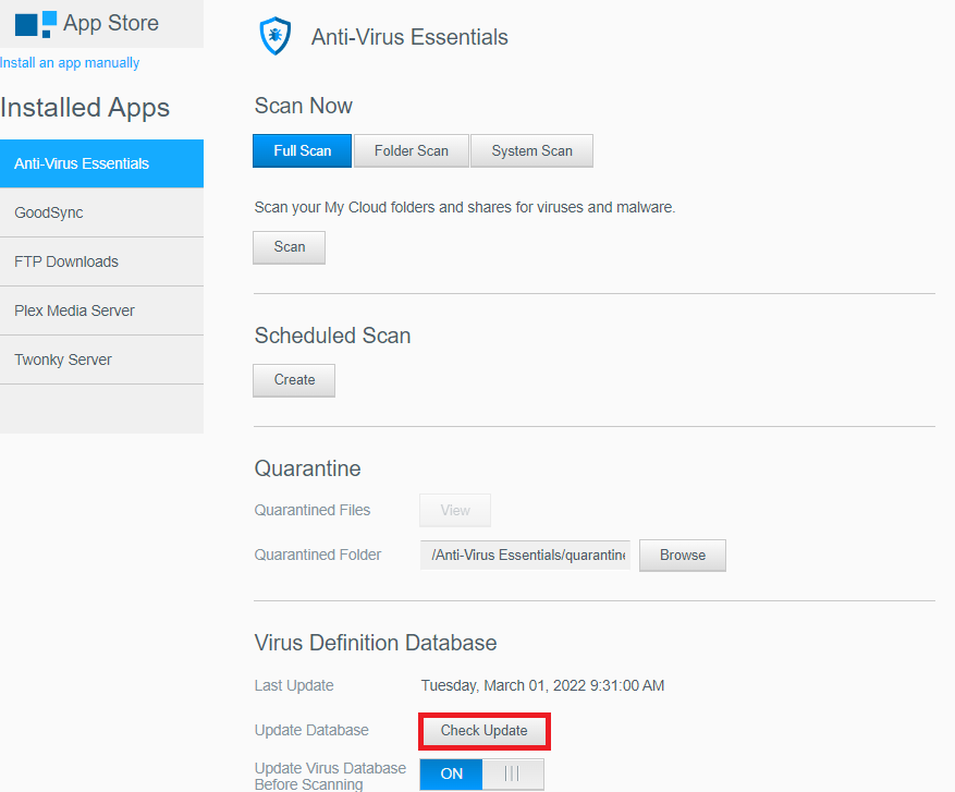 How to Install Anti-Virus Essentials on My Cloud OS5