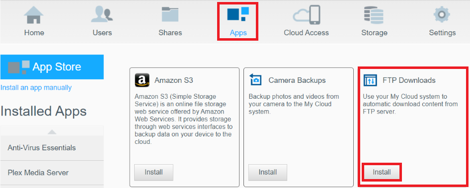 Steps to Install and Configure FTP Downloads Third-Party App on a My Cloud OS 5