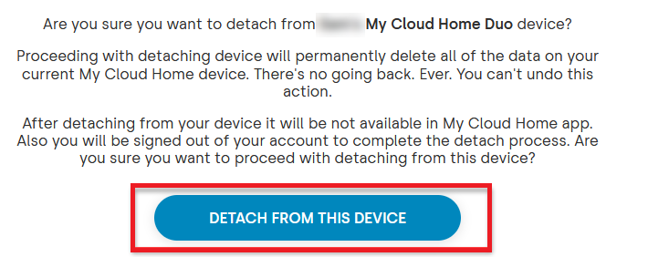 Remove a My Cloud Home Device from MyCloud.com Account