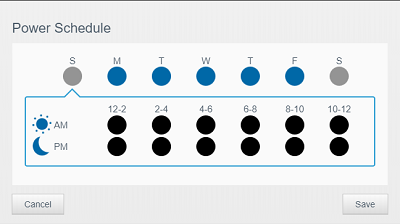Steps to Configure the Power Schedule on a My Cloud