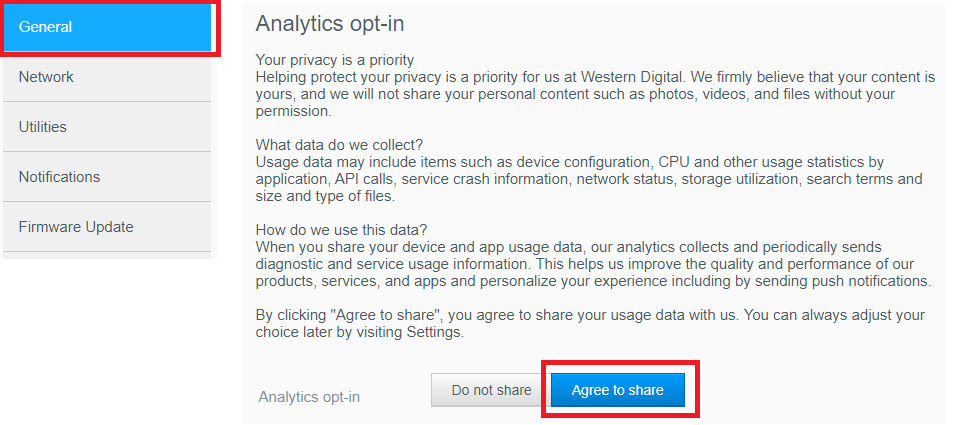 My Cloud OS 5: Enable and Disable Analytics