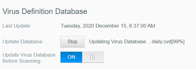 My Cloud Anti-Virus Essentials Database Update Stays at 99%
