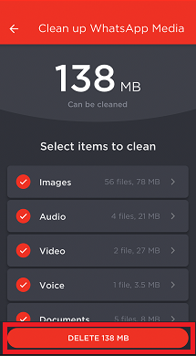Steps to Clean Up Whatsapp Data in the Memory Zone App | SanDisk