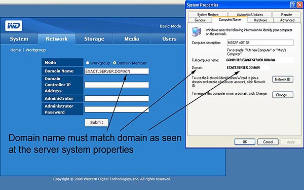 Как присоединить или добавить WD ShareSpace к домену
