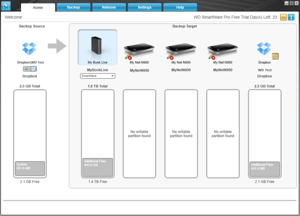 如何使用 WD SmartWare Pro 把 Dropbox 帳戶的內容備份至外置式硬碟機
