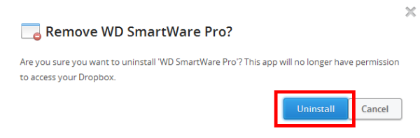Как отсоединить учетную запись Dropbox от устройства WD SmartWare Pro