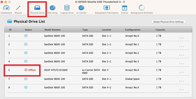 G-RAID SHUTTLE Drive is Dead or Offline