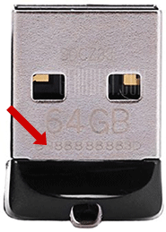 Ubicación del código del producto y número de serie | SanDisk