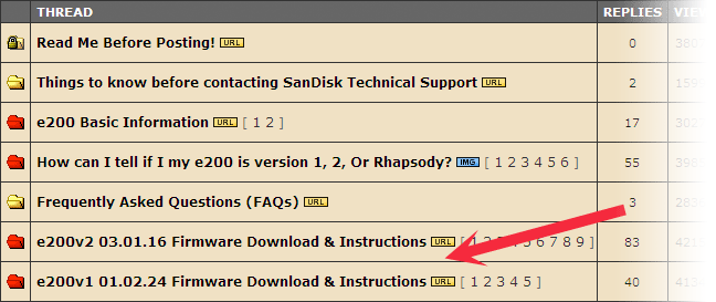 Sansa e200의 펌웨어 업데이트 | Sandisk