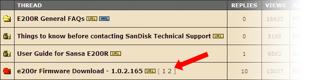 Sansa e200의 펌웨어 업데이트 | Sandisk