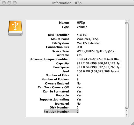 MacのHFS fileを使用して1パーティションにフォーマットしたUSBドライブはWDネットワークドライブ上では、2パーティションとして表示 ...