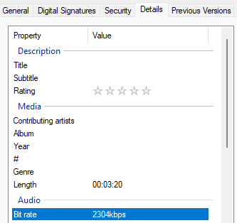 How to Find the Audio File Format and Bit Rate on Windows