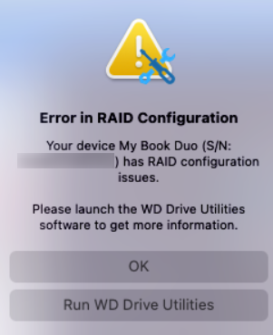 My Book Duo Error in Raid Configuration on macOS